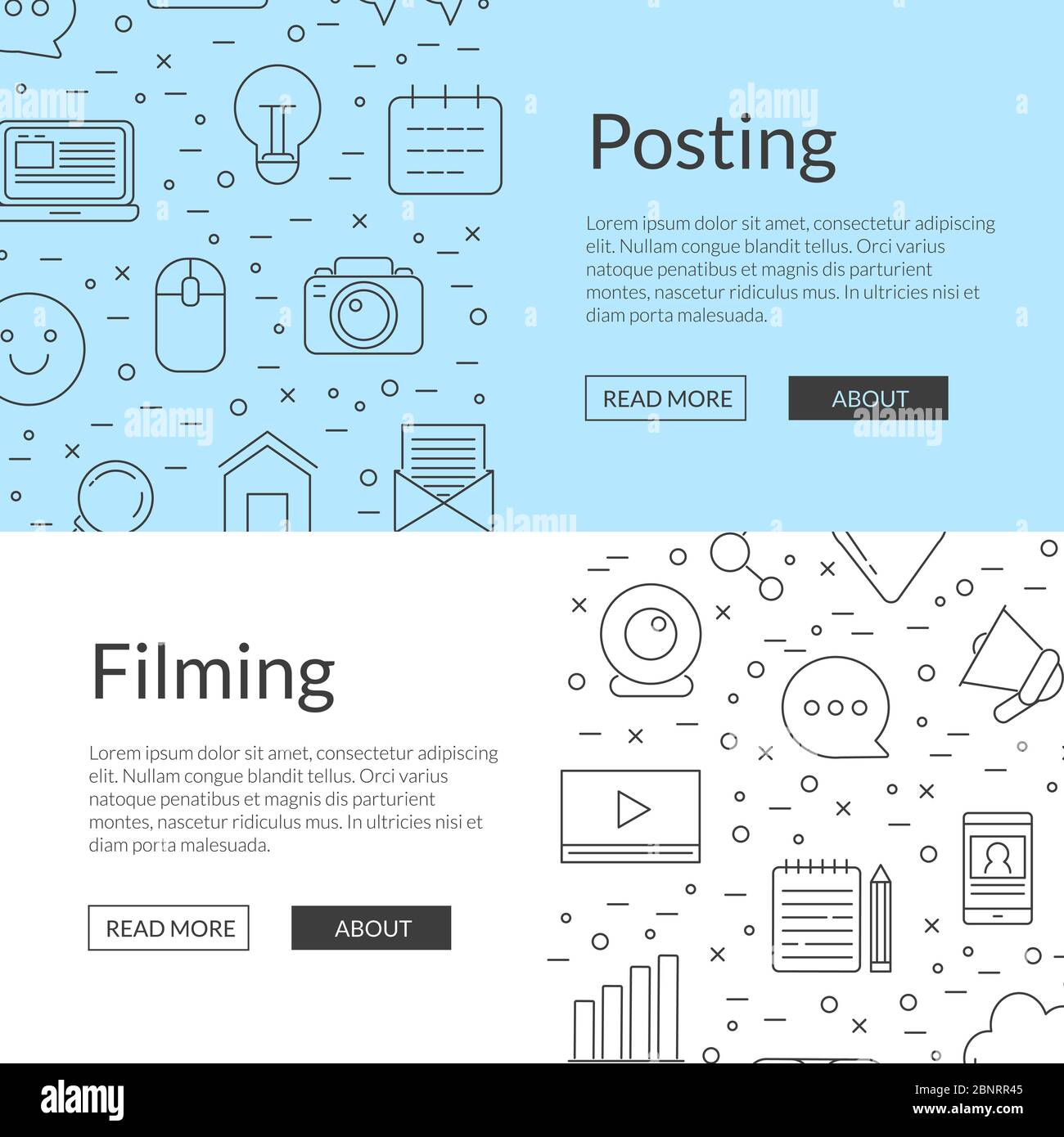 Vector line blog icons web banner templates illustration Stock Vector ...