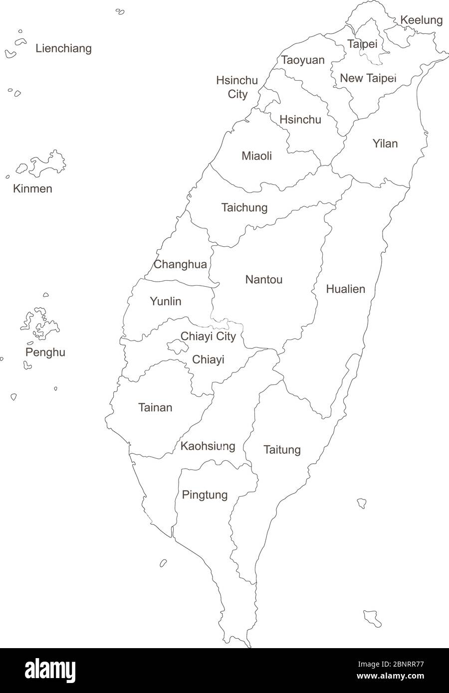 Taiwan political map with name labels. Perfect for business concepts ...