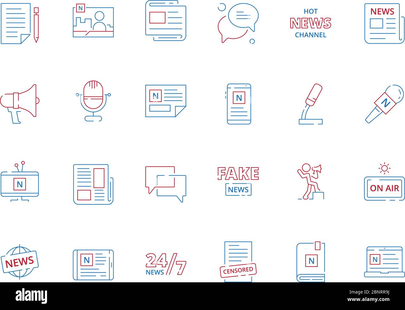 Colored news icons. Paper magazine newspaper online articles media ...