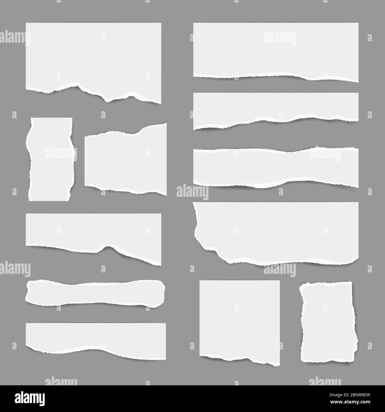 Ripped white paper. Torn light scrap note paper for notes pieces vector ...