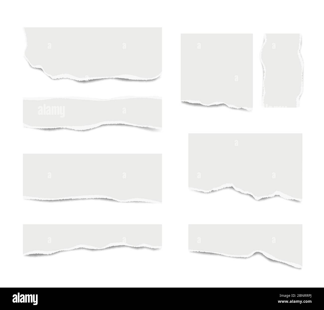 Ripped paper. Broken white note paper for text messages different ...