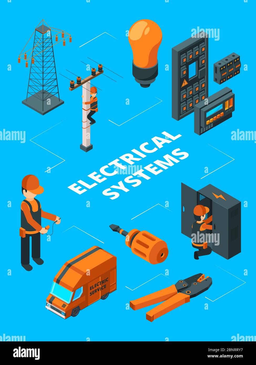 Electricity industry concept. Electrician workers industrial electric ...