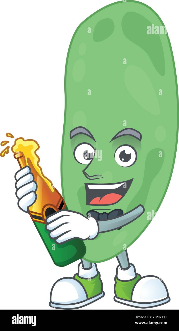 Happy face of thermus thermophilus cartoon design toast with a bottle ...