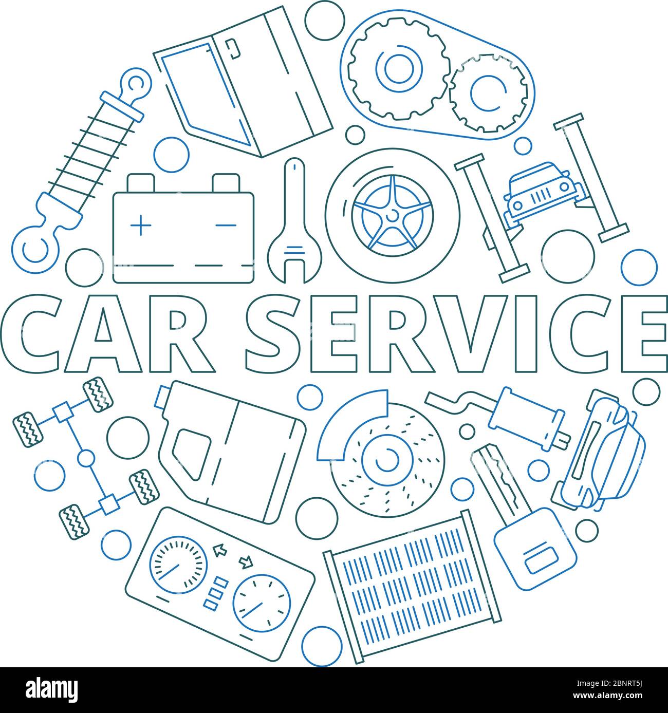 Car service background. Mechanical automobile parts in circle shape ...