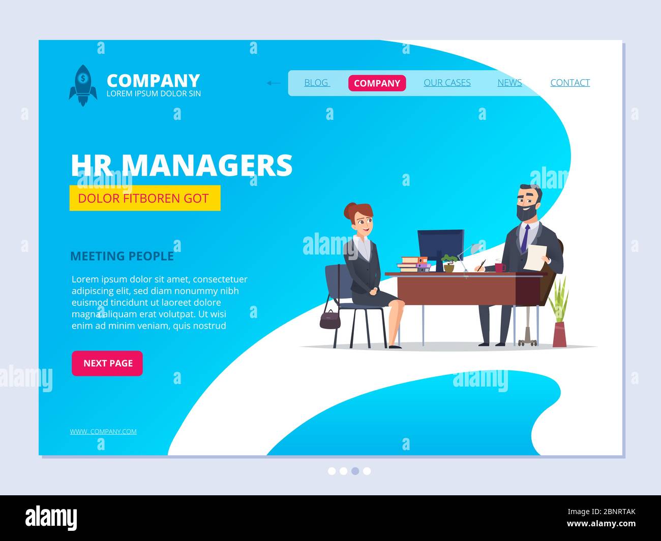 Interview landing. Hr manager director male dialogue with female worker ...