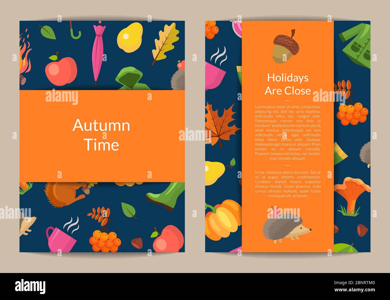 Vector cartoon autumn leaves card or flyer illustration Stock Vector ...