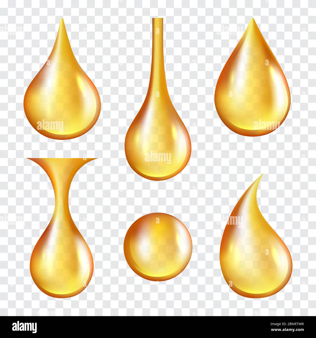 Oil drops. Yellow transparent splashes of machine or cosmetic golden ...