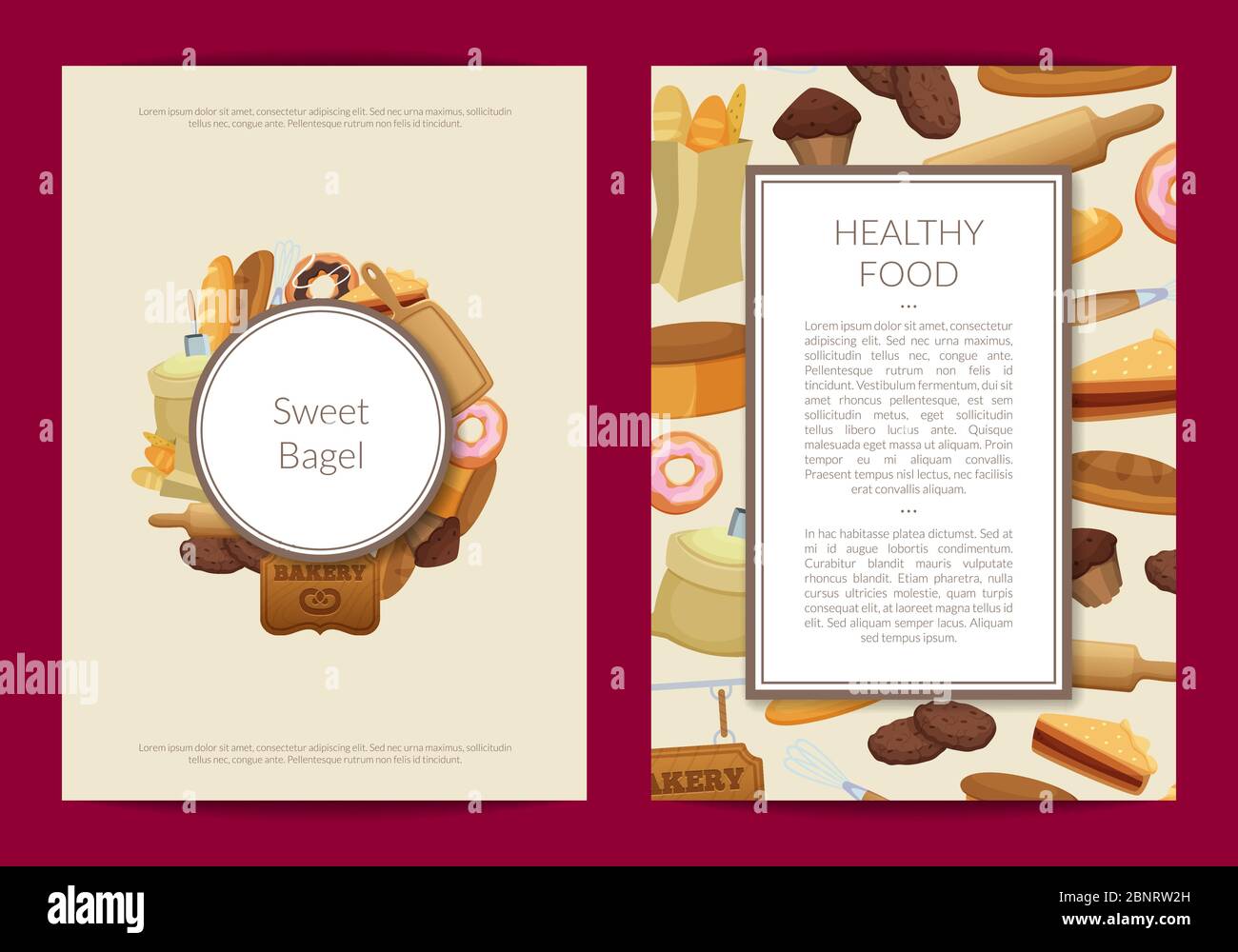 Vector cartoon bakery card or flyer template illustration Stock Vector ...