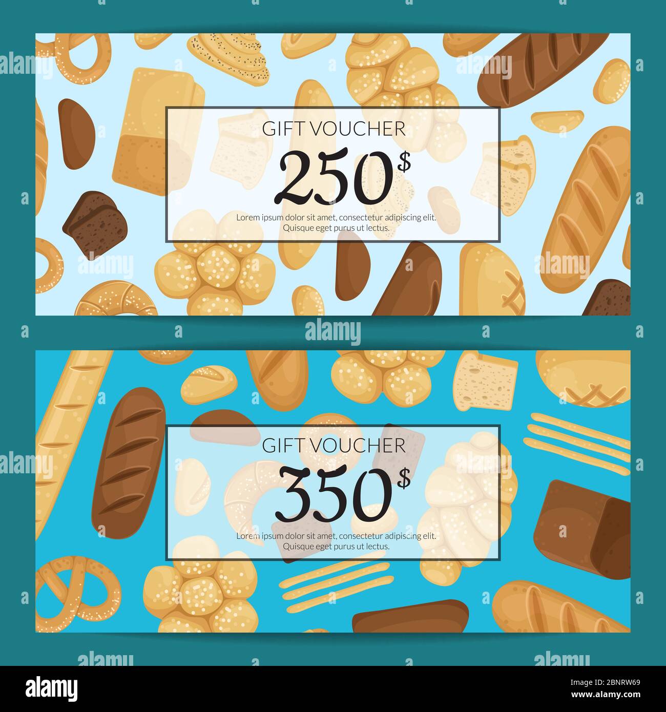 Vector cartoon bakery elements discount or gift voucher templates ...