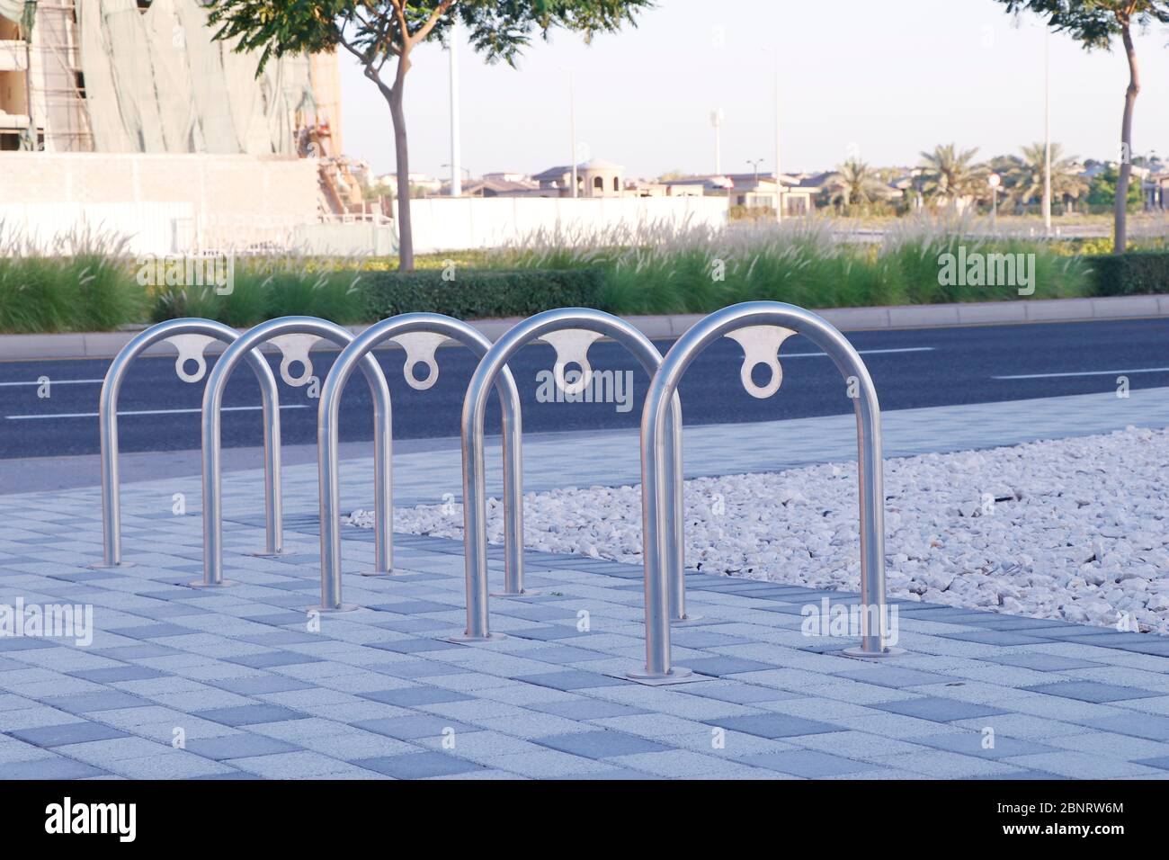 empty bicycle parking metal rack for public Stock Photo - Alamy