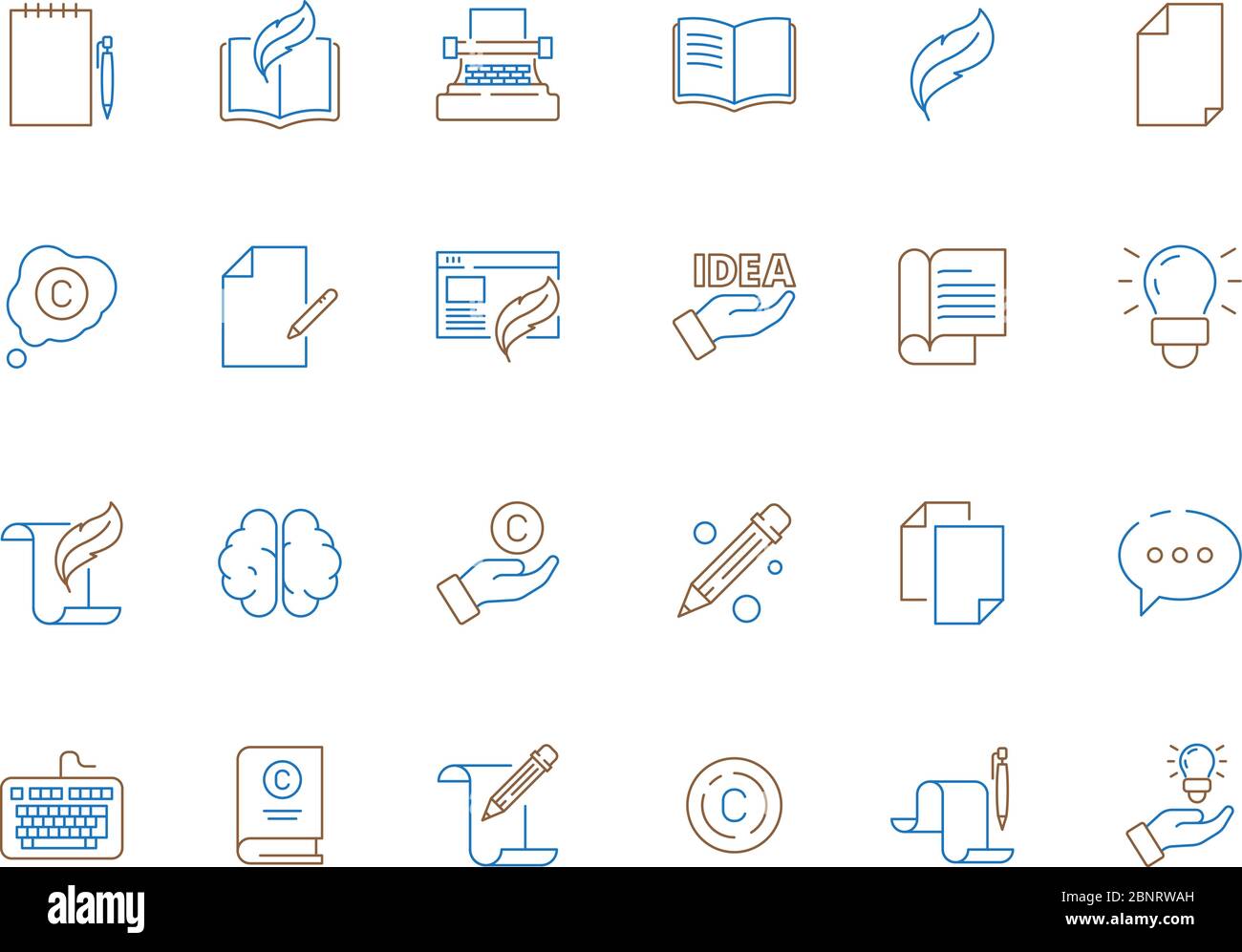 Copywriting icon. Tools for writers articles feather pen newspaper ...