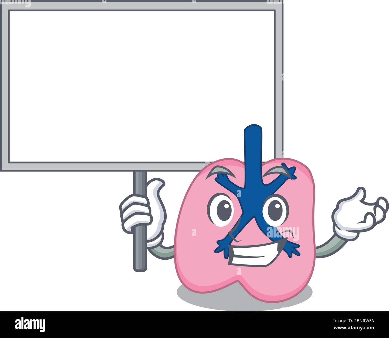 Cartoon picture of lung mascot design style carries a board Stock ...