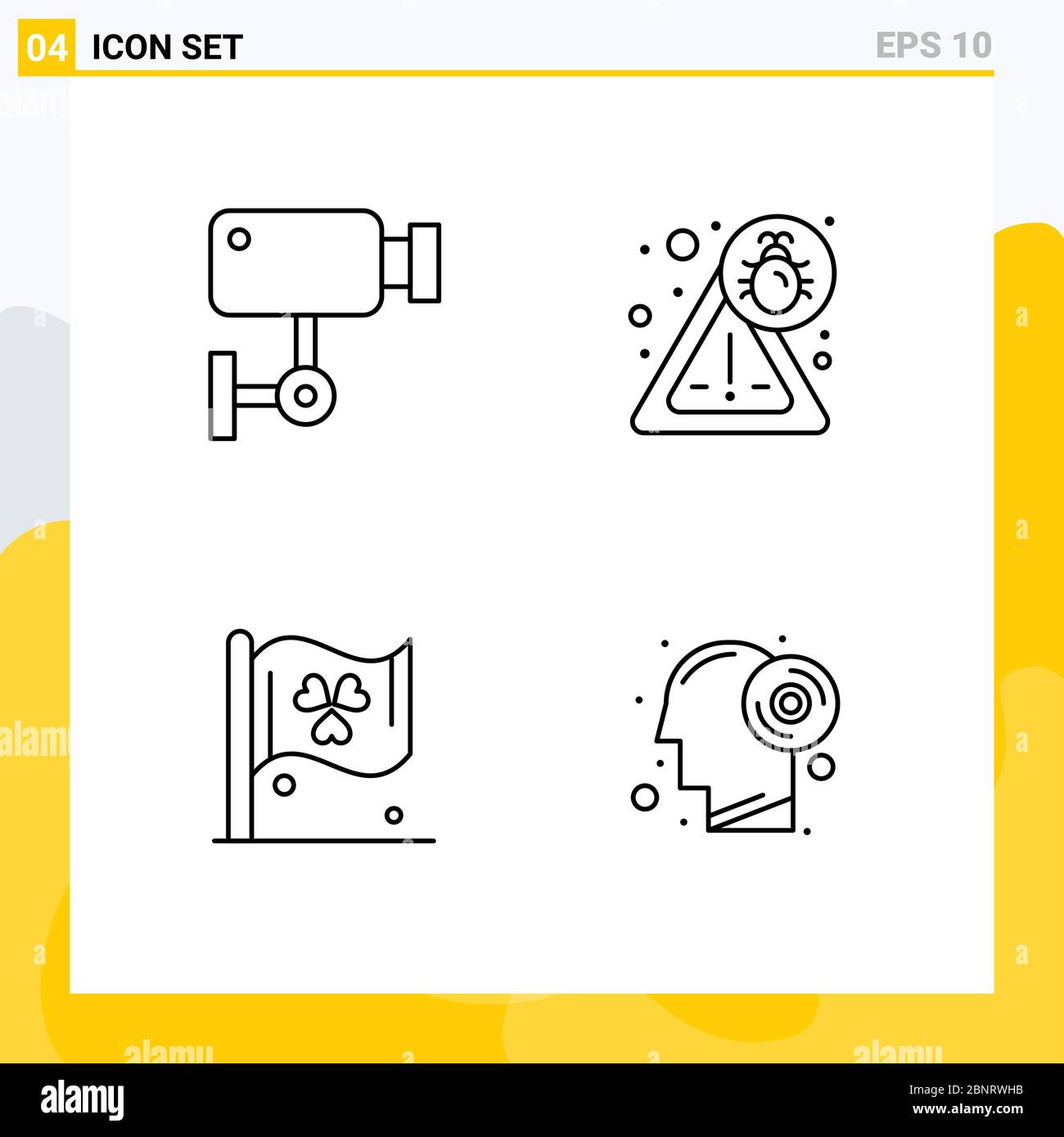 4 Universal Line Signs Symbols of cam, sign, surveillance, security ...