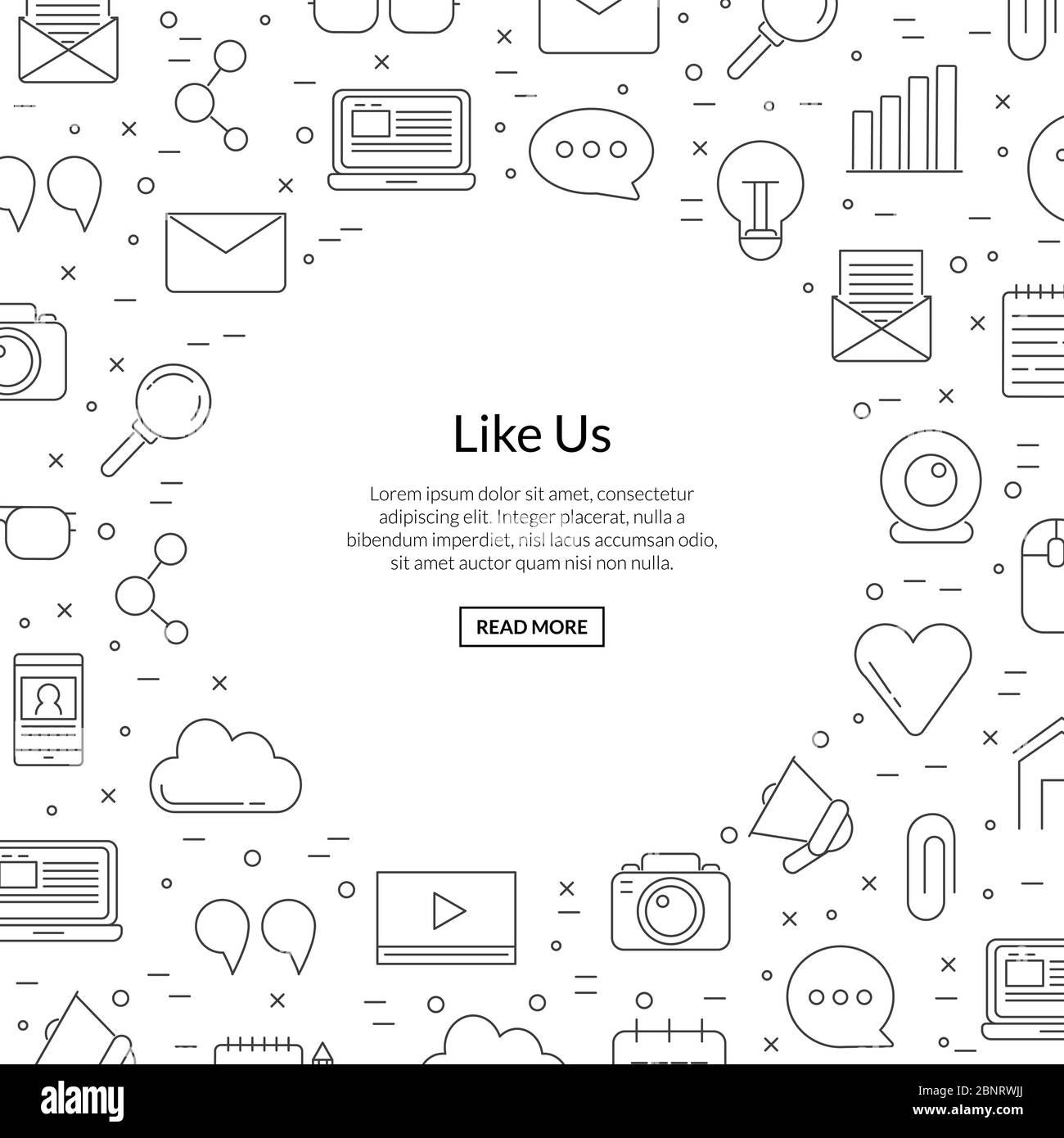 Vector line blog icons background with place for text illustration ...