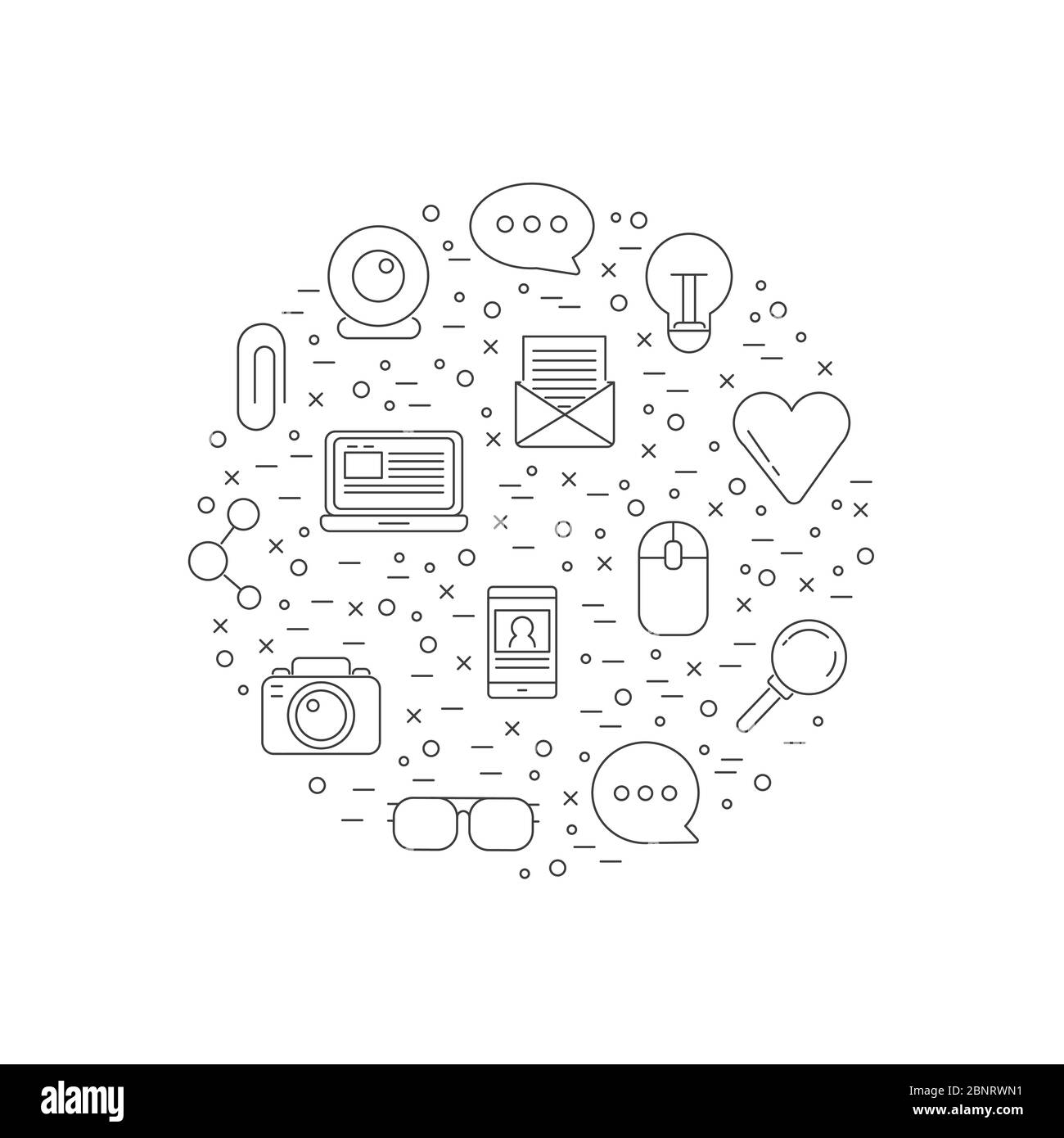 Vector line blog icons in circle shape illustration Stock Vector Image ...