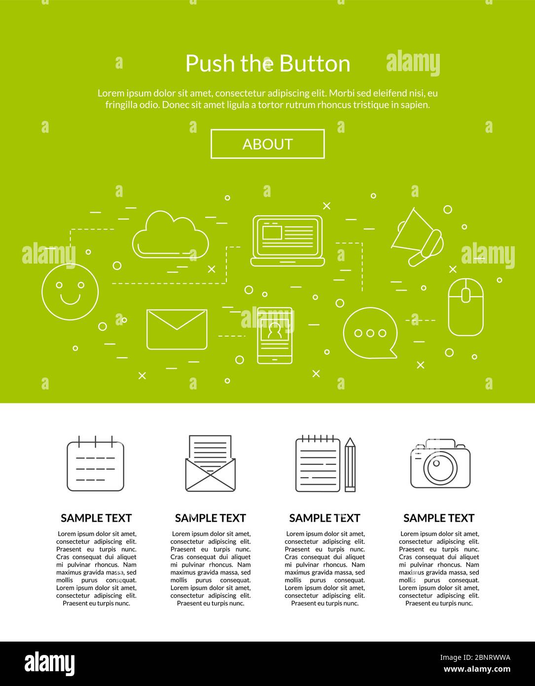 Vector line blog icons landing page template illustration Stock Vector ...