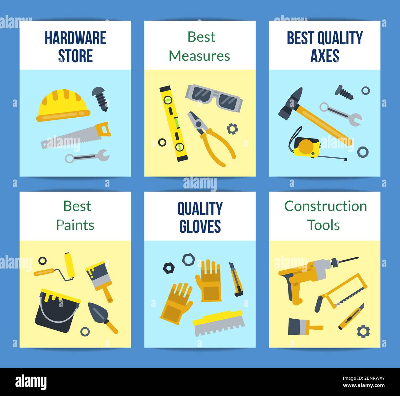 Vector flat construction tools card set Stock Vector Image & Art - Alamy