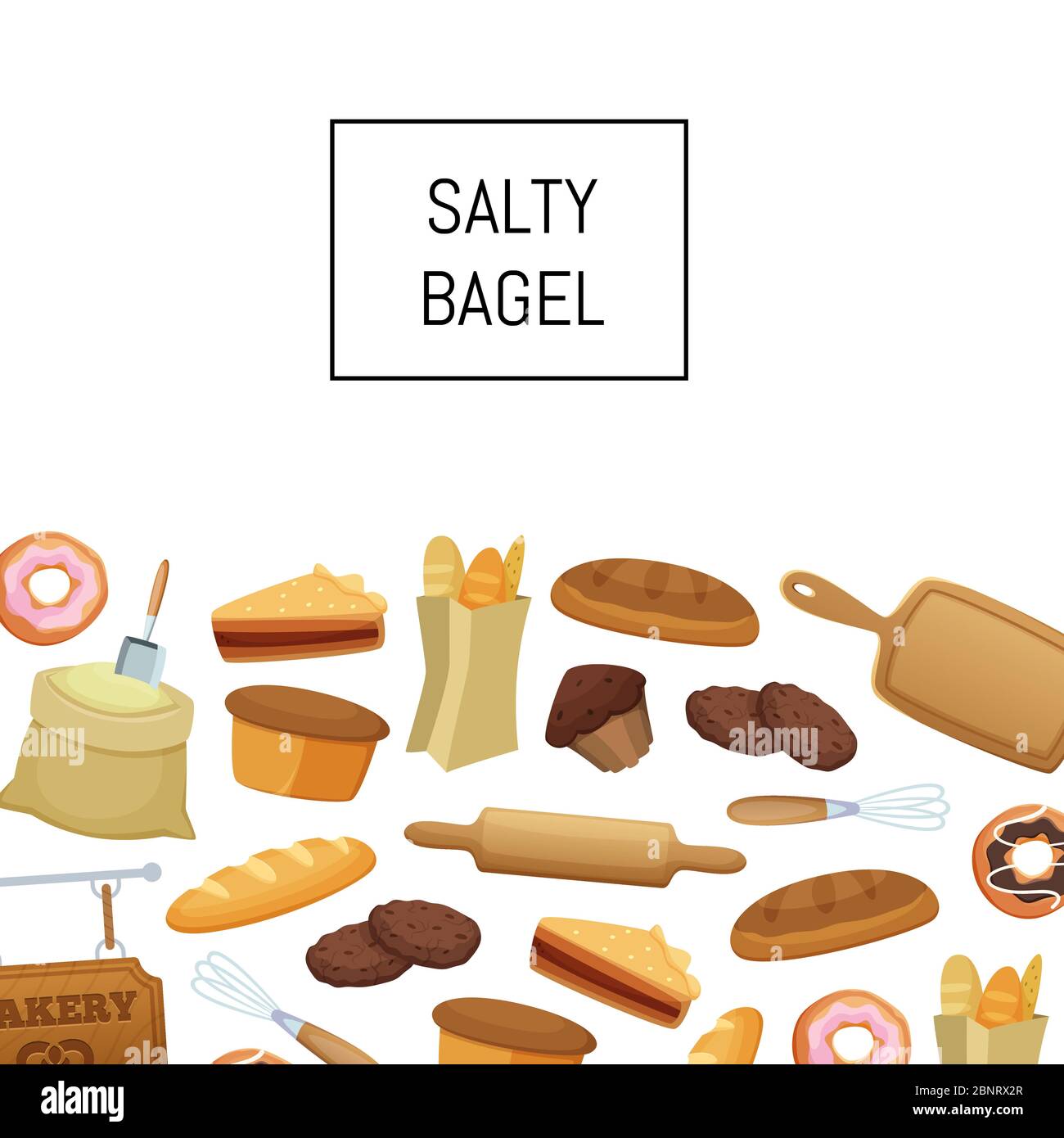 Vector cartoon bakery elements background banner and poster Stock Vector Image & Art - Alamy