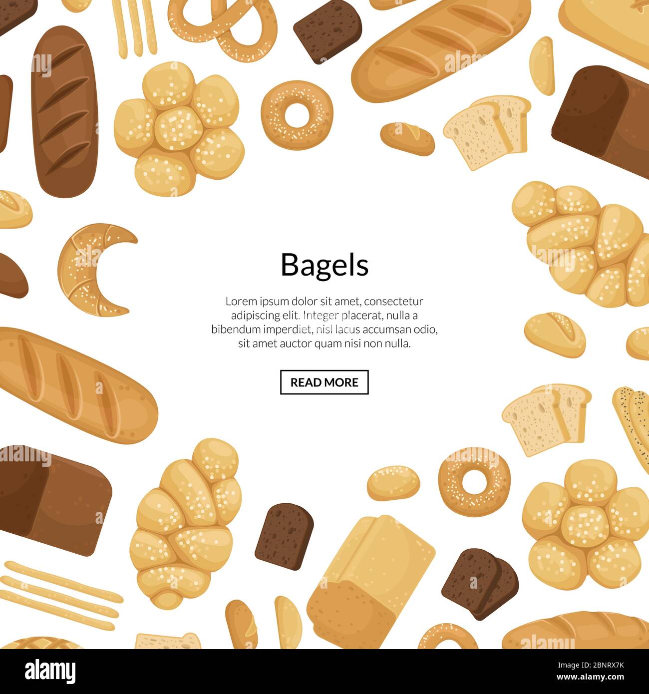 Vector cartoon bakery elements background with place for text illustration Stock Vector Image ...