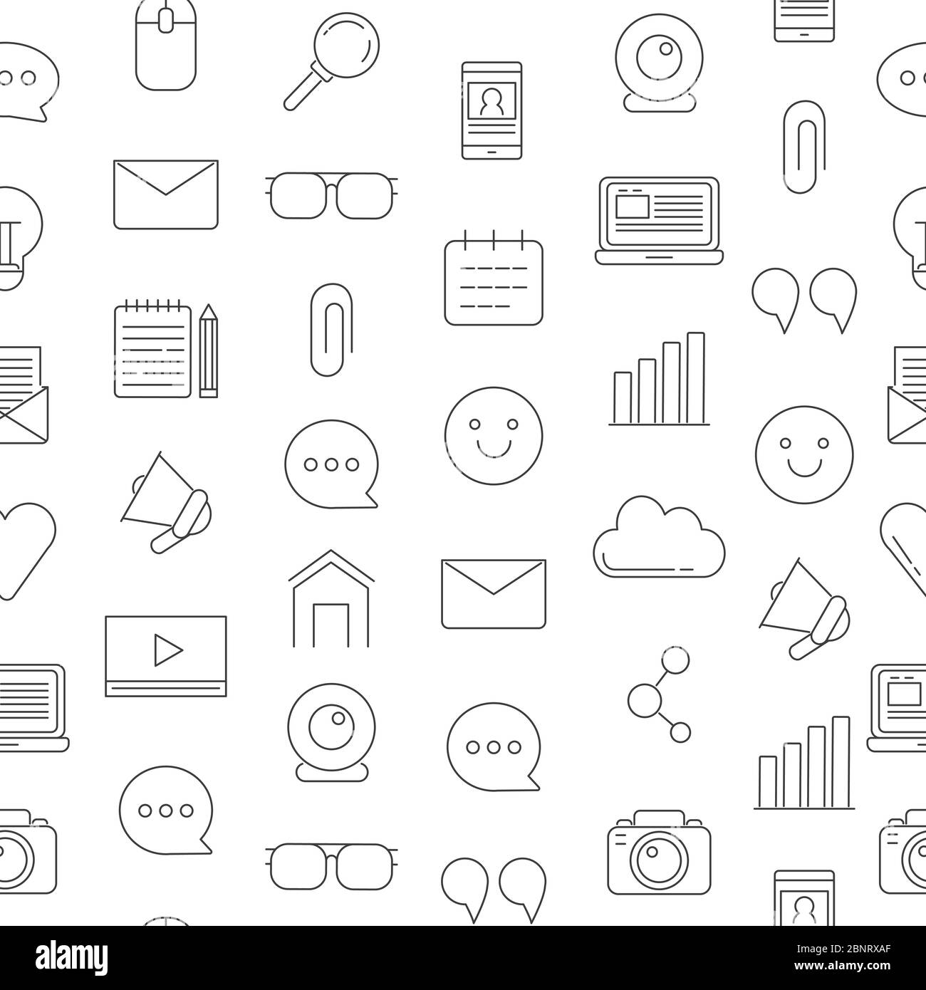 Vector line blog icons pattern or background illustration Stock Vector ...