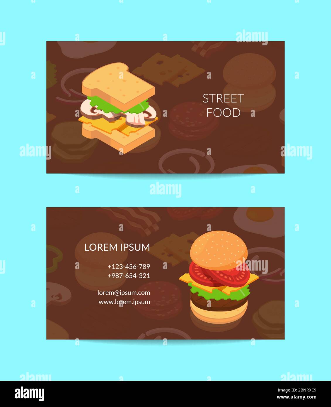 Vector isometric burger business card template colored Stock Vector ...
