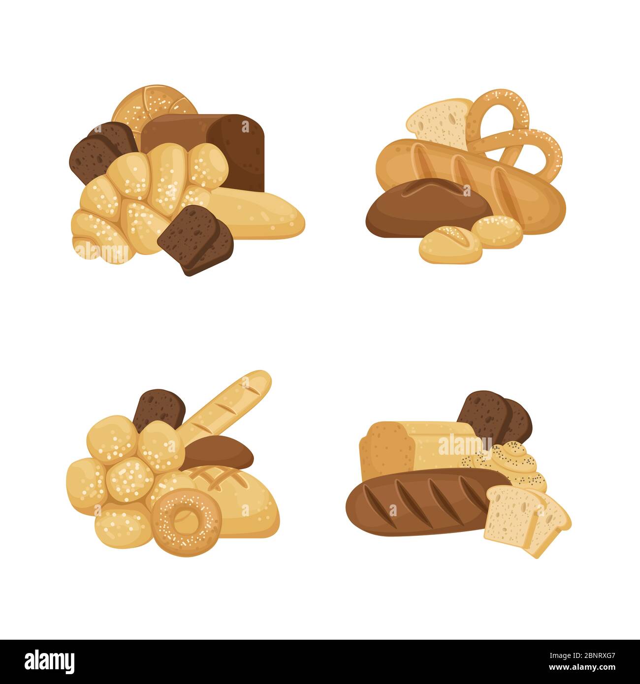 Vector cartoon bakery elements piles set isolated on white background illustration Stock Vector ...