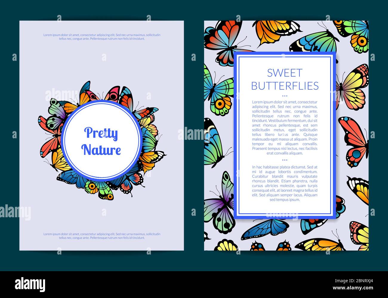 Vector decorative butterflies card or flyer template illustration Stock ...