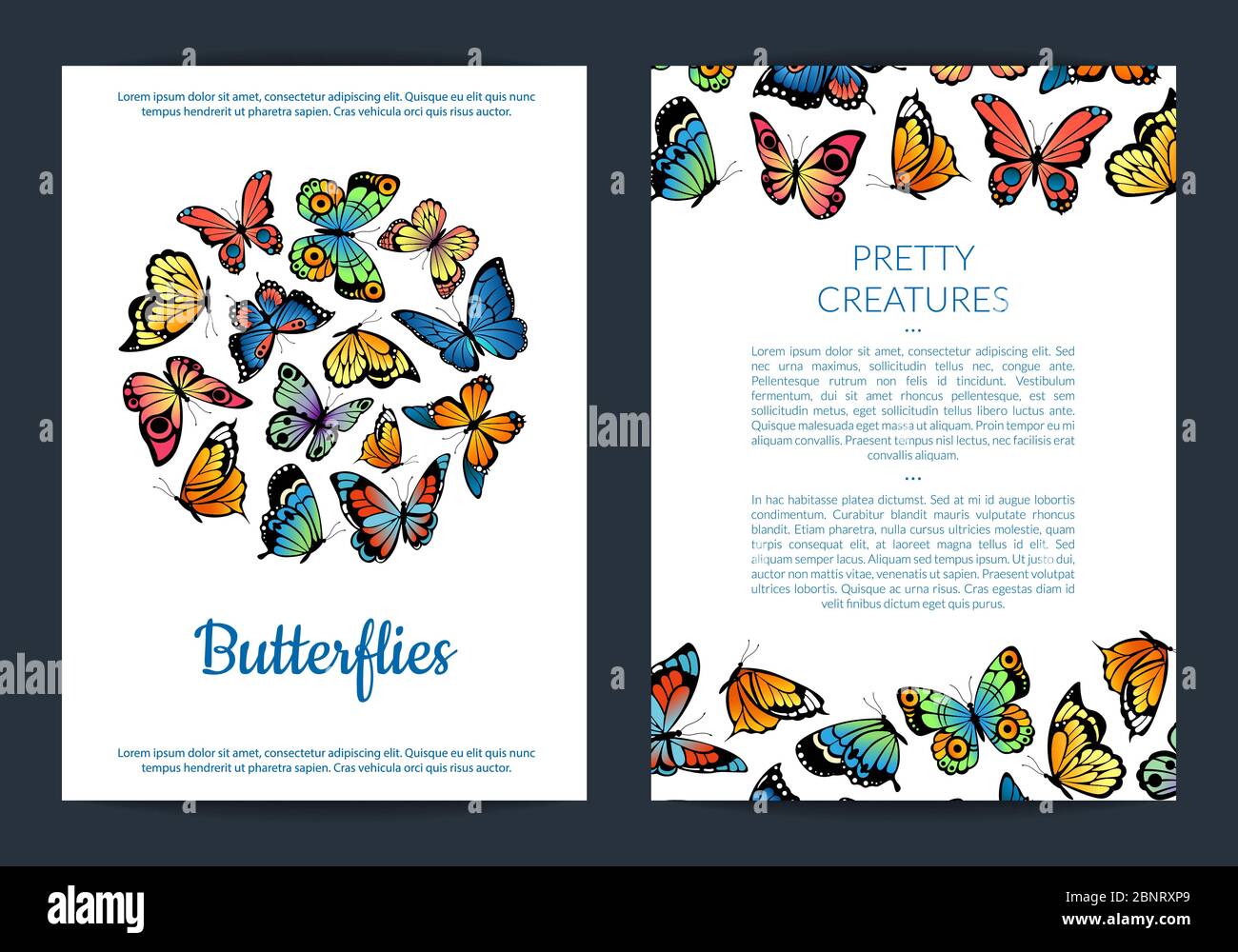 Vector decorative butterflies card or flyer template illustration Stock ...
