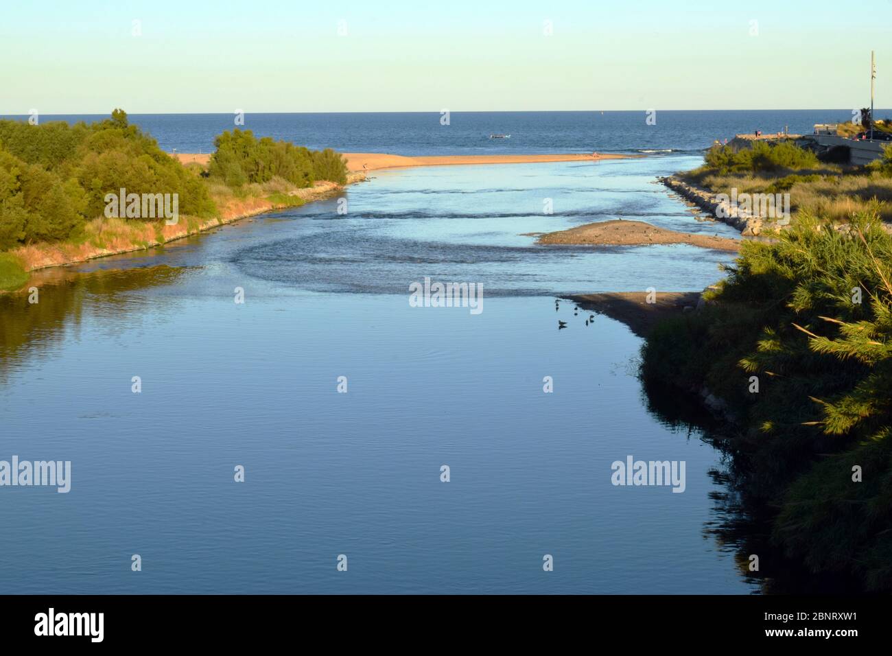 Mouth to the sea of the rio besos in barcelona hi-res stock photography ...