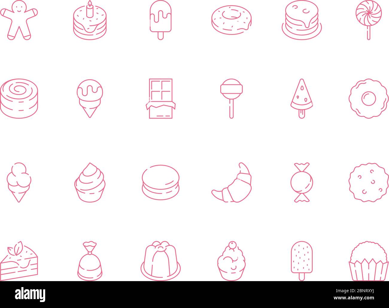 Dessert food icon. Sweets chocolate cakes and candy biscuits ice cream ...