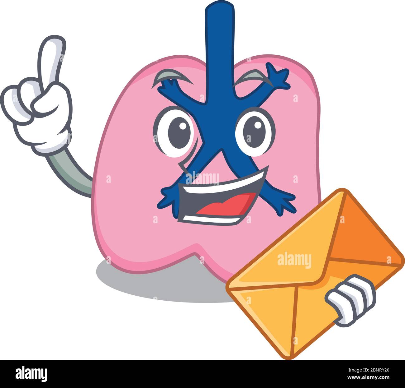 A picture of cheerful lung cartoon design with brown envelope Stock ...