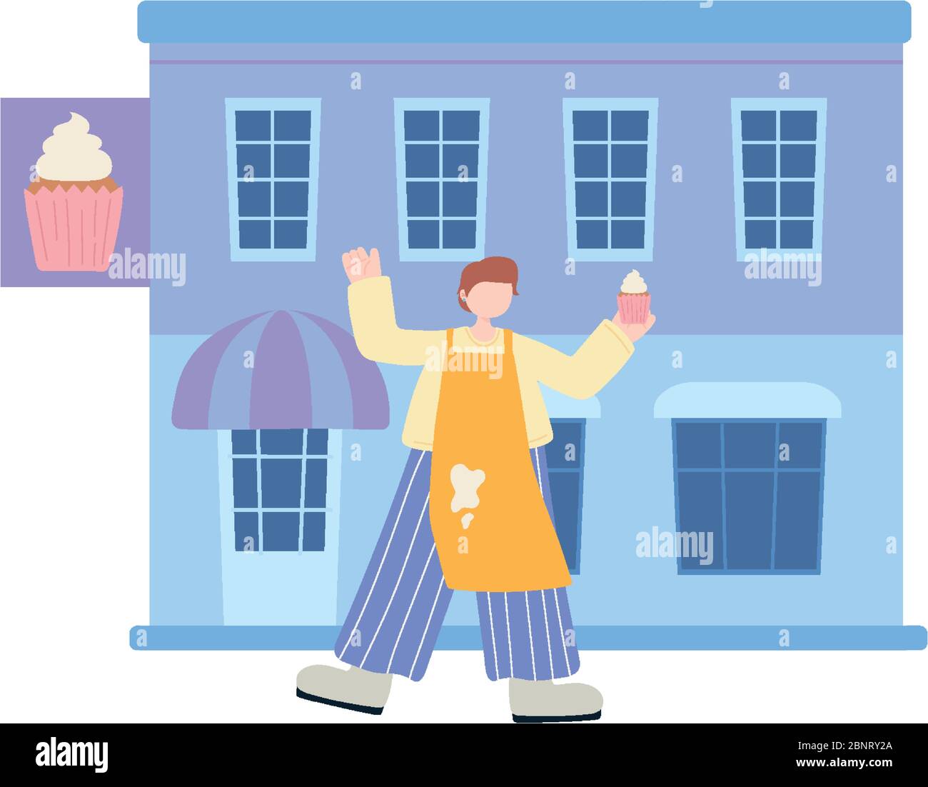people activities, seller building cupcake shop bakery dessert vector ...