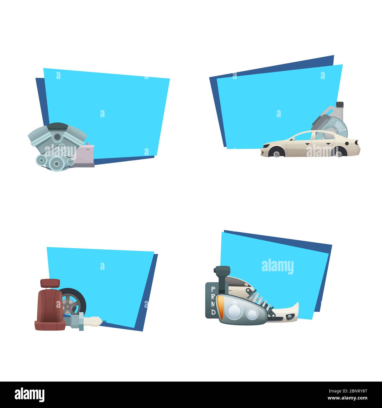 Vector car parts stickers with place for text set illustration Stock ...