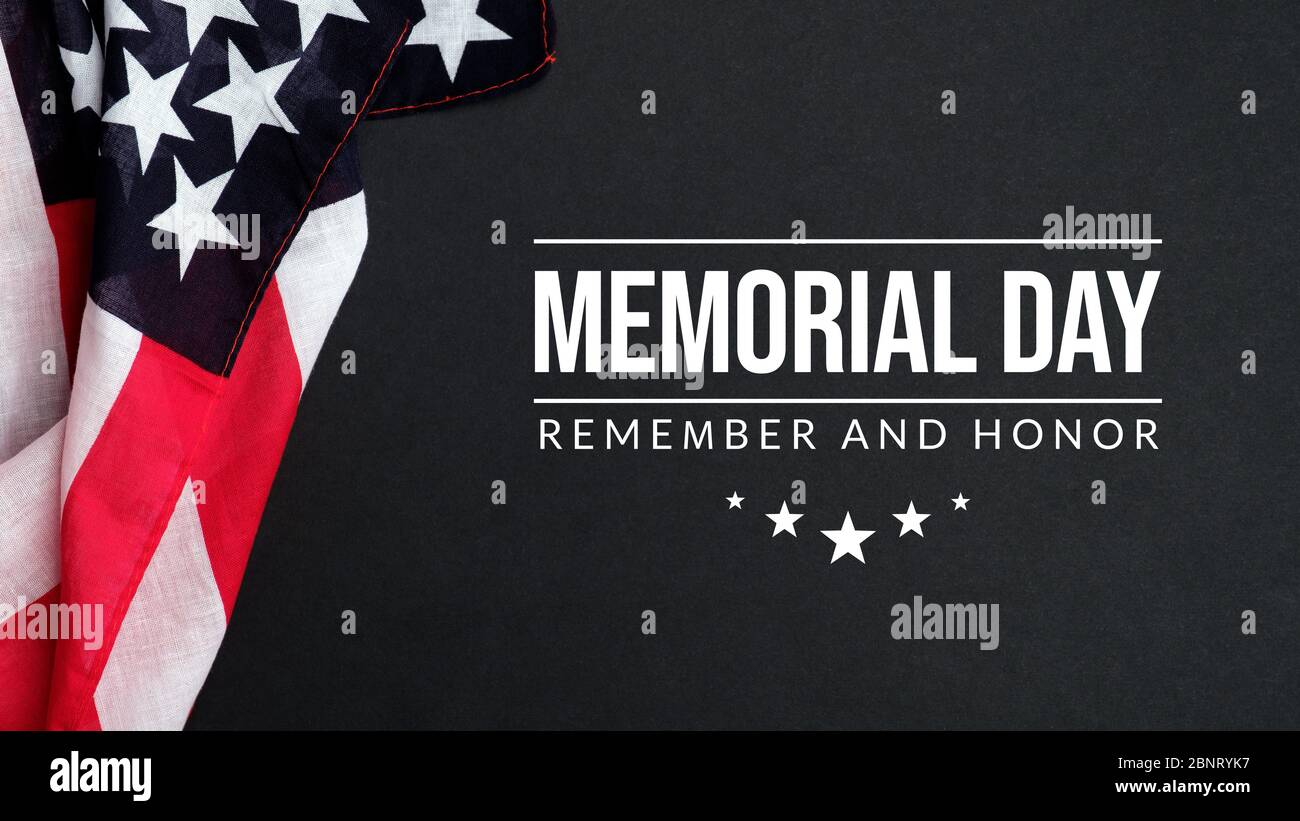 Memorial Day banner template. Remember and honor with USA flag on dark ...
