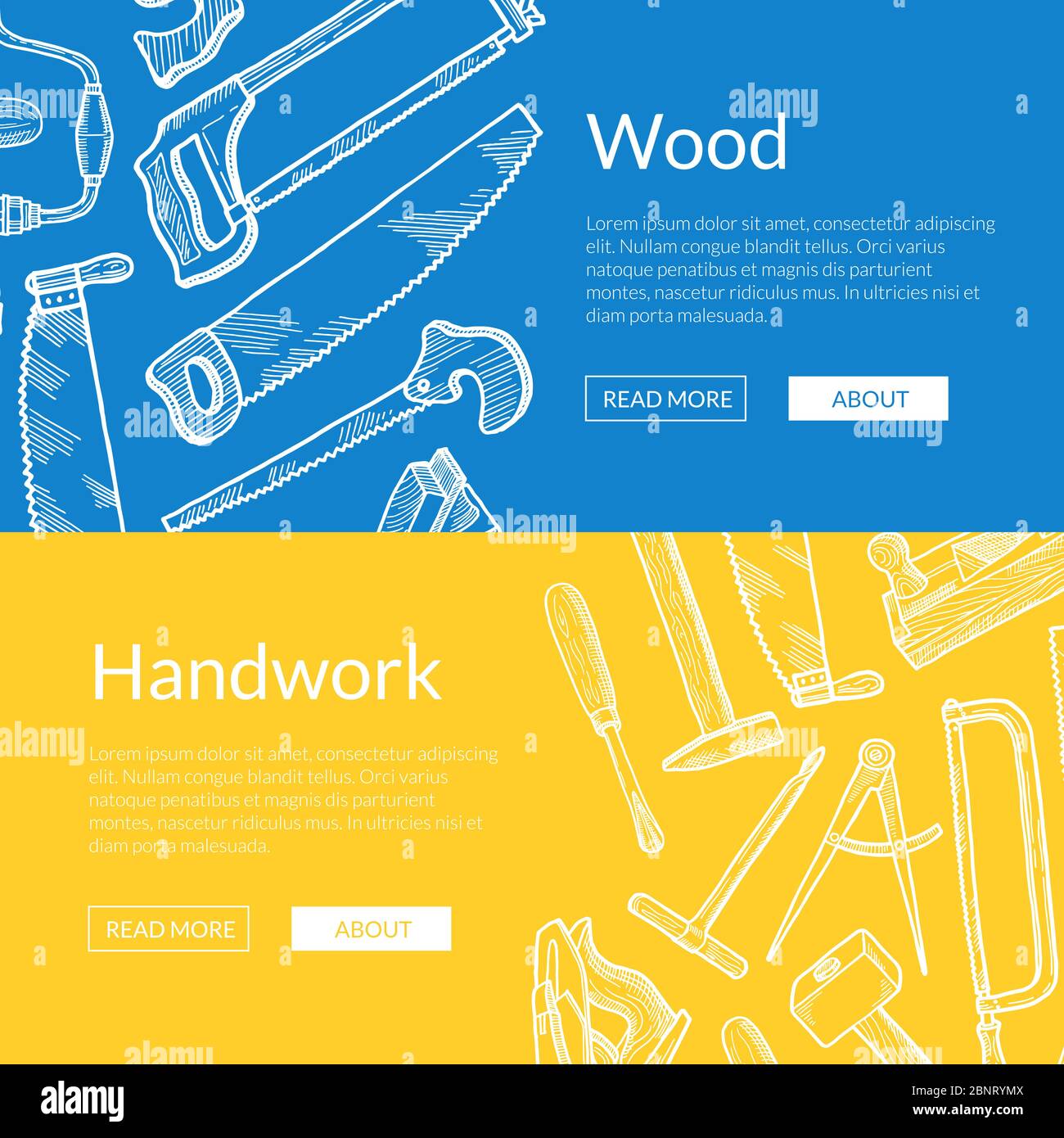 Vector hand drawn woodwork elements banner illustration Stock Vector ...