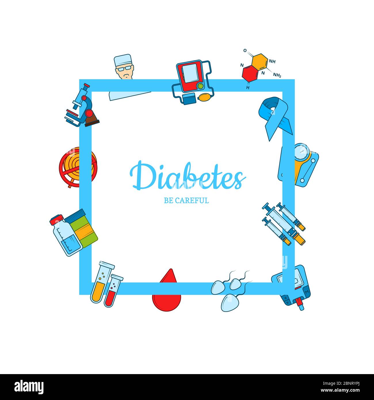 Vector colored diabetes icons with place for text Stock Vector Image ...
