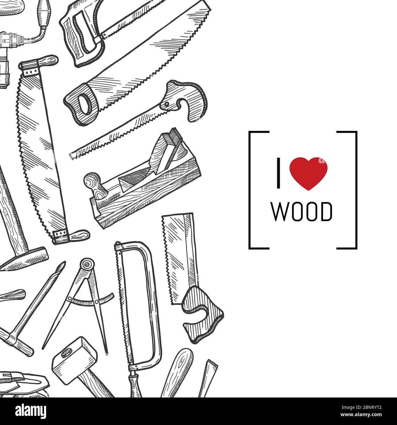 Vector hand drawn carpentry background with place for text illustration ...
