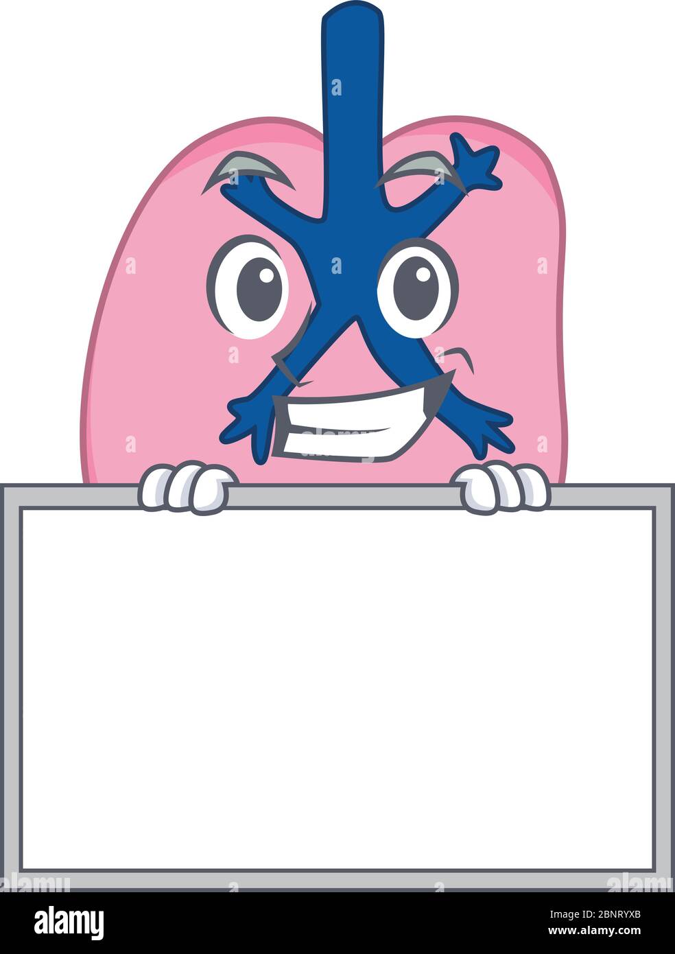 Lung cartoon design style standing behind a board Stock Vector Image ...