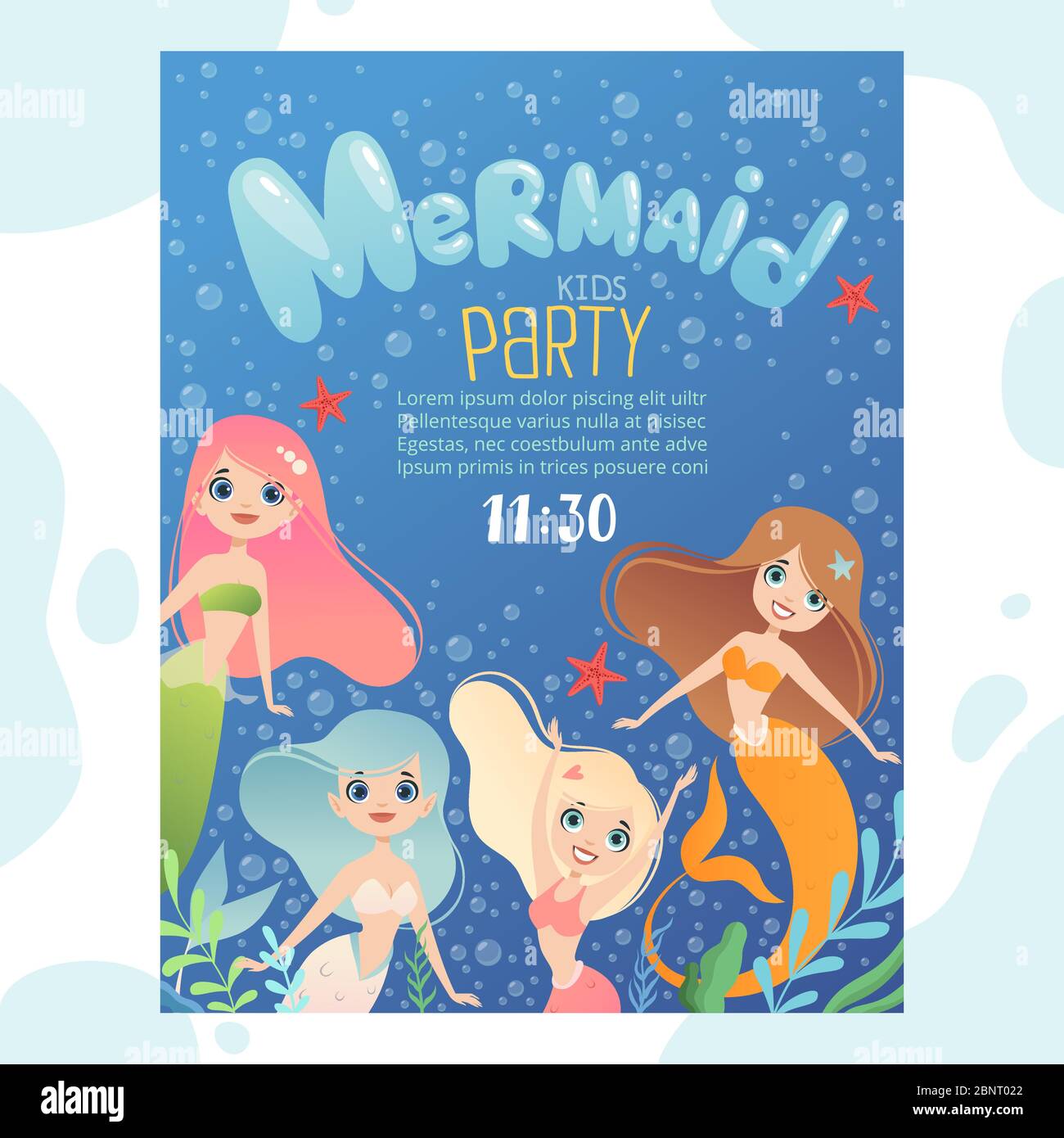 Mermaid Princess Party Invitation Mermaid First 1st Birthday