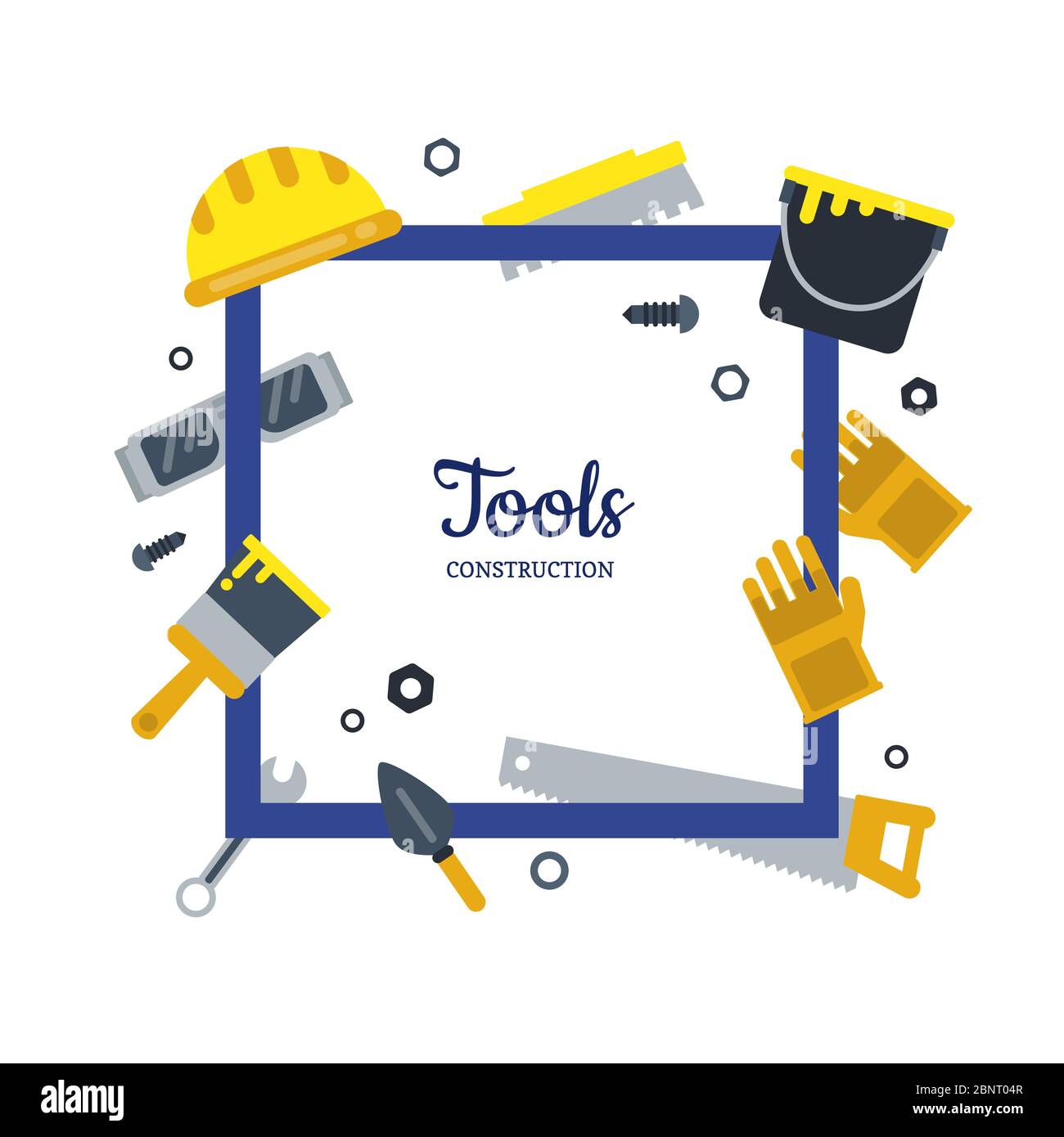 Vector flat construction tools frame with place for text illustration ...