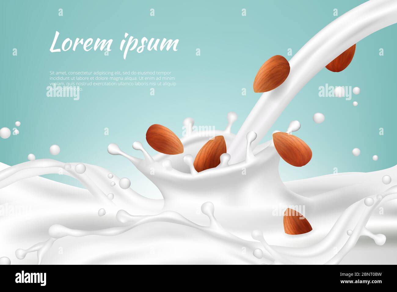 Nuts in milk. Meal beverages nut cream vegan protein drink splashes ...