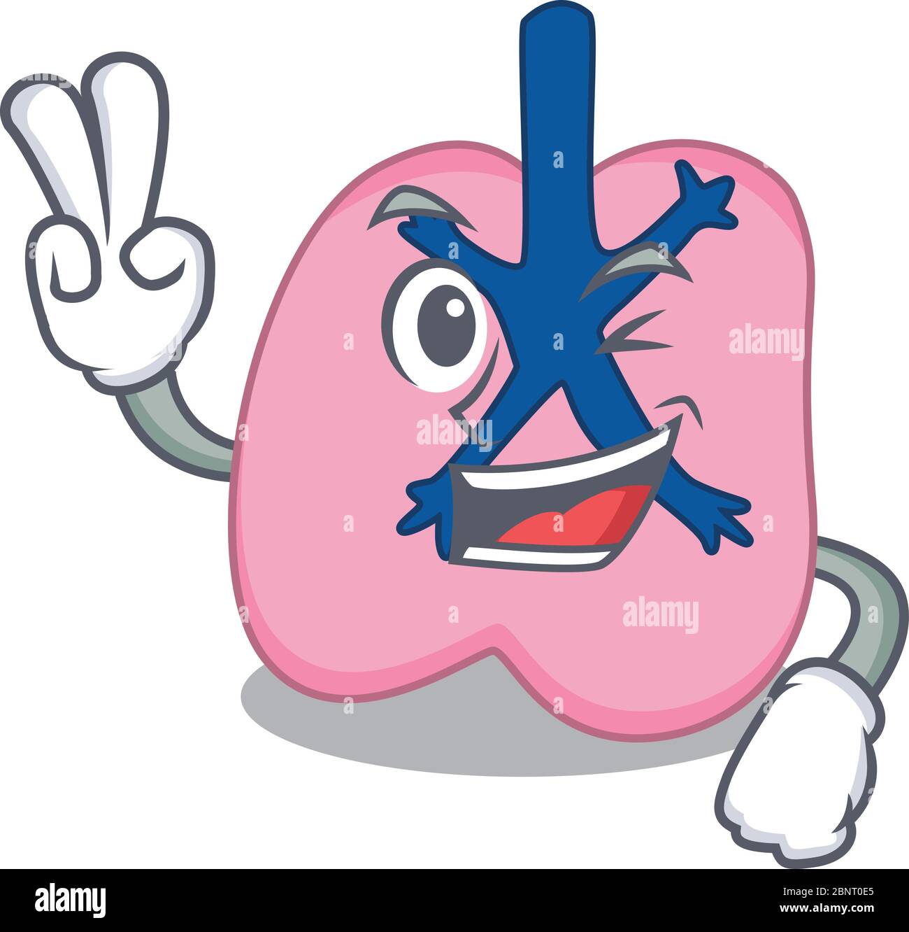 Happy lung cartoon design concept show two fingers Stock Vector Image ...