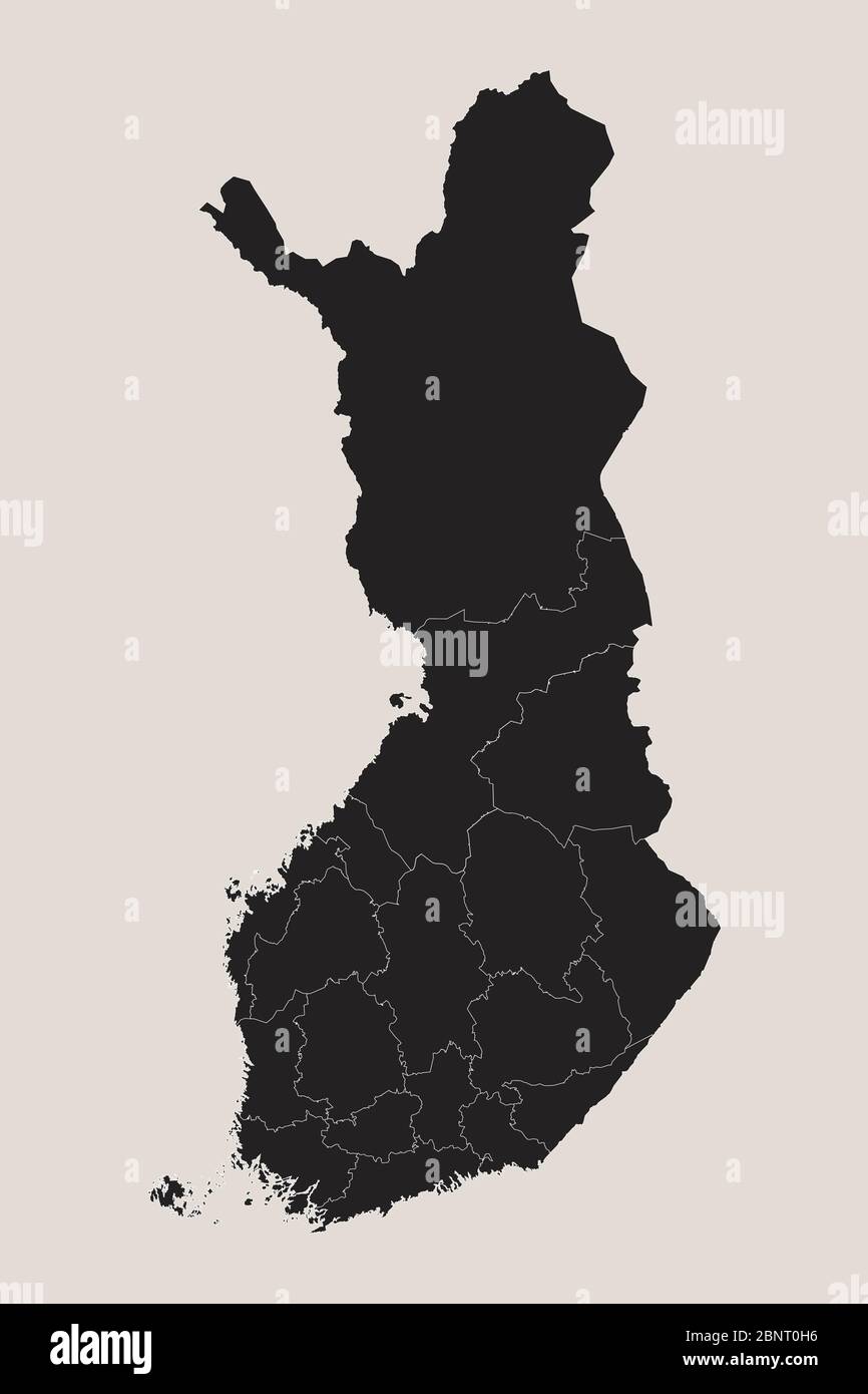 Finland provinces map modern design. Black, coffee white background ...
