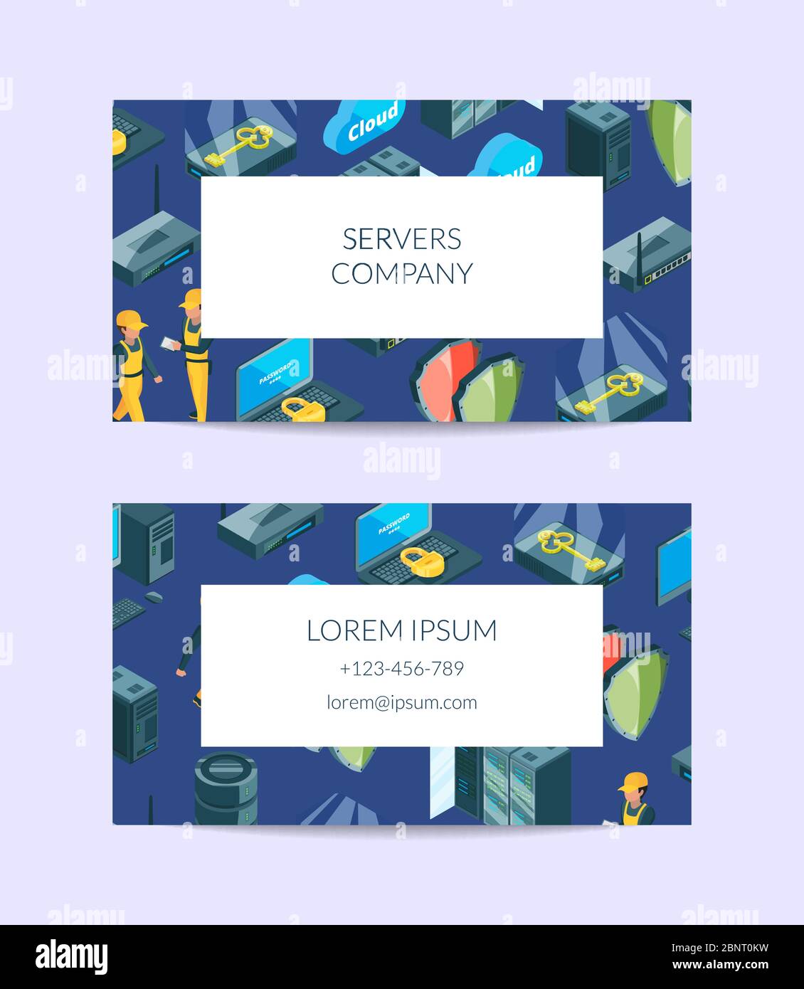 Vector electronic system of data center icons business card Stock ...