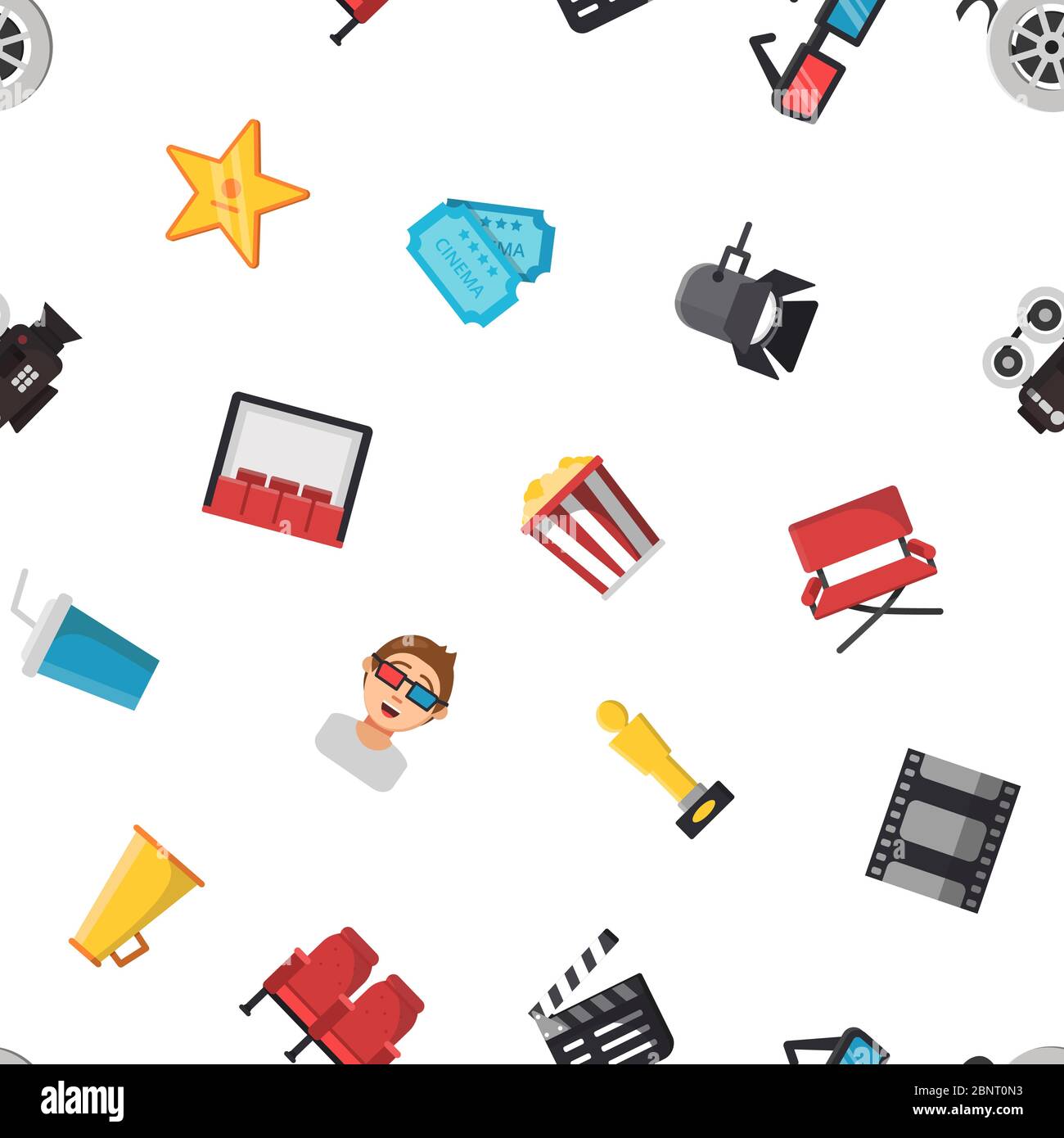 Vector flat cinema icons pattern or background illustration Stock ...