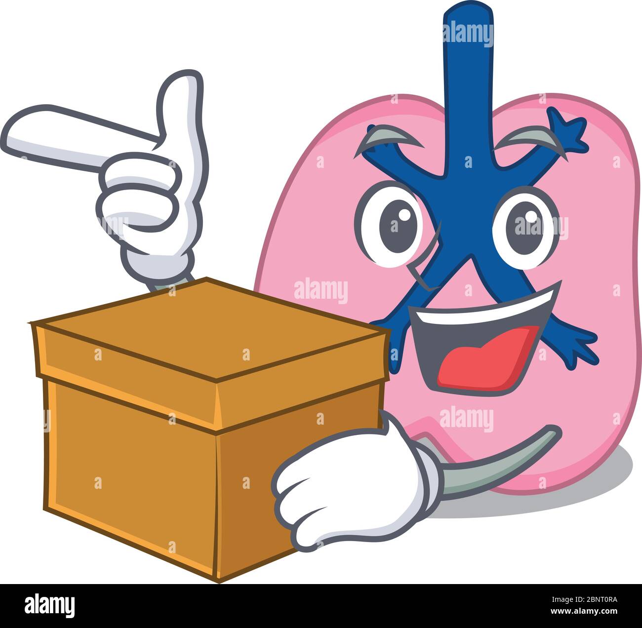 A cheerful lung cartoon design concept having a box Stock Vector Image ...