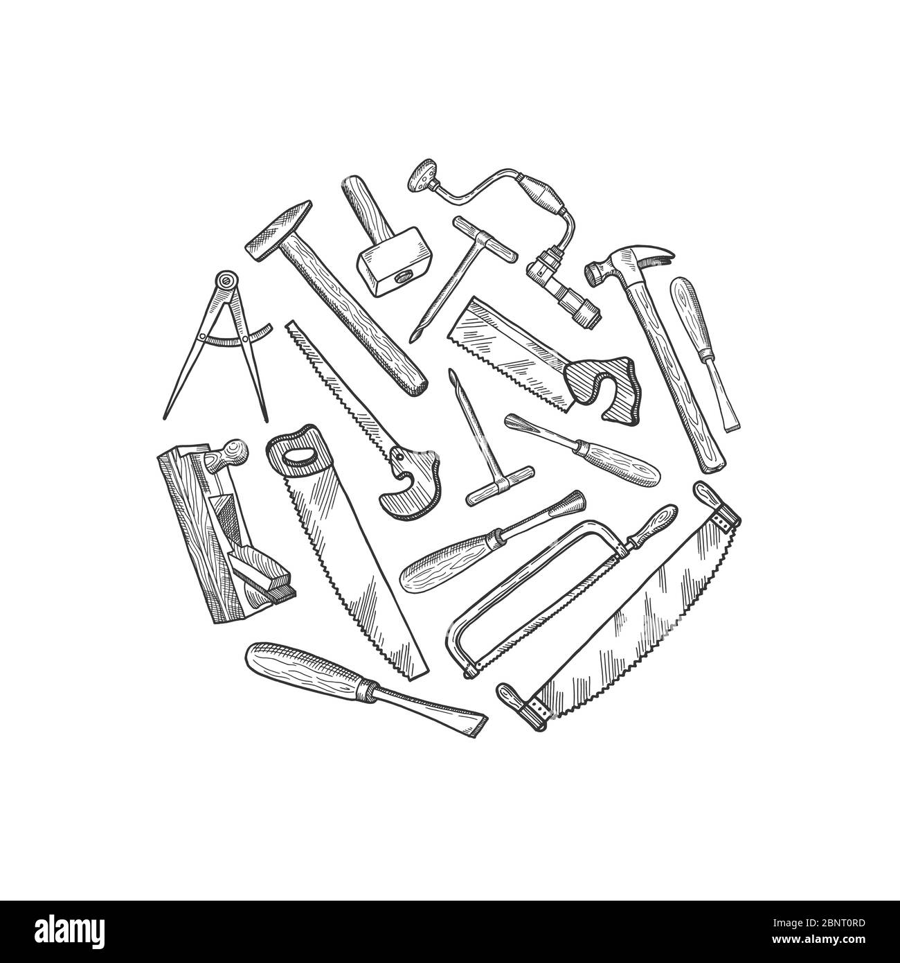 Vector hand drawn carpentry elements illustration Stock Vector Image ...