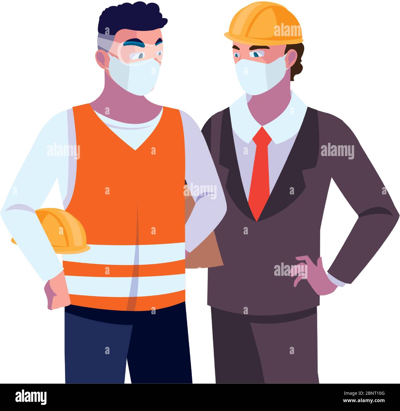 men operators with masks and helmet vector illustration design Stock ...