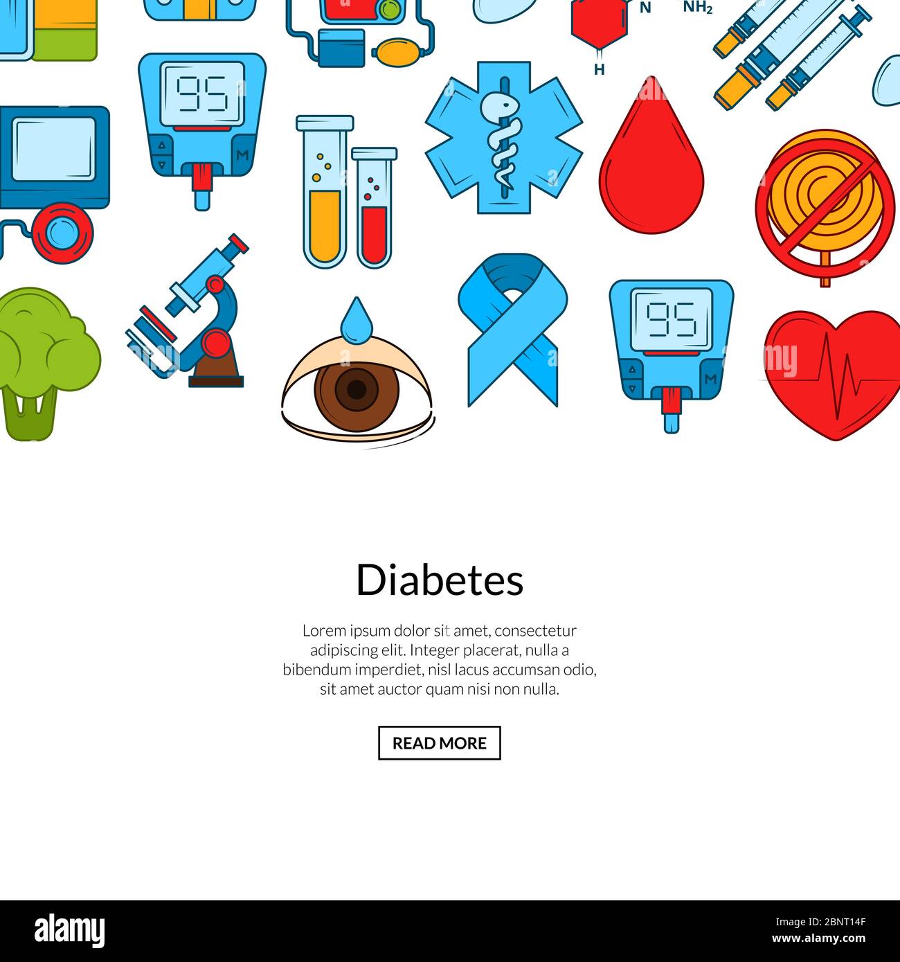 Vector colored diabetes icons background banner poster Stock Vector ...