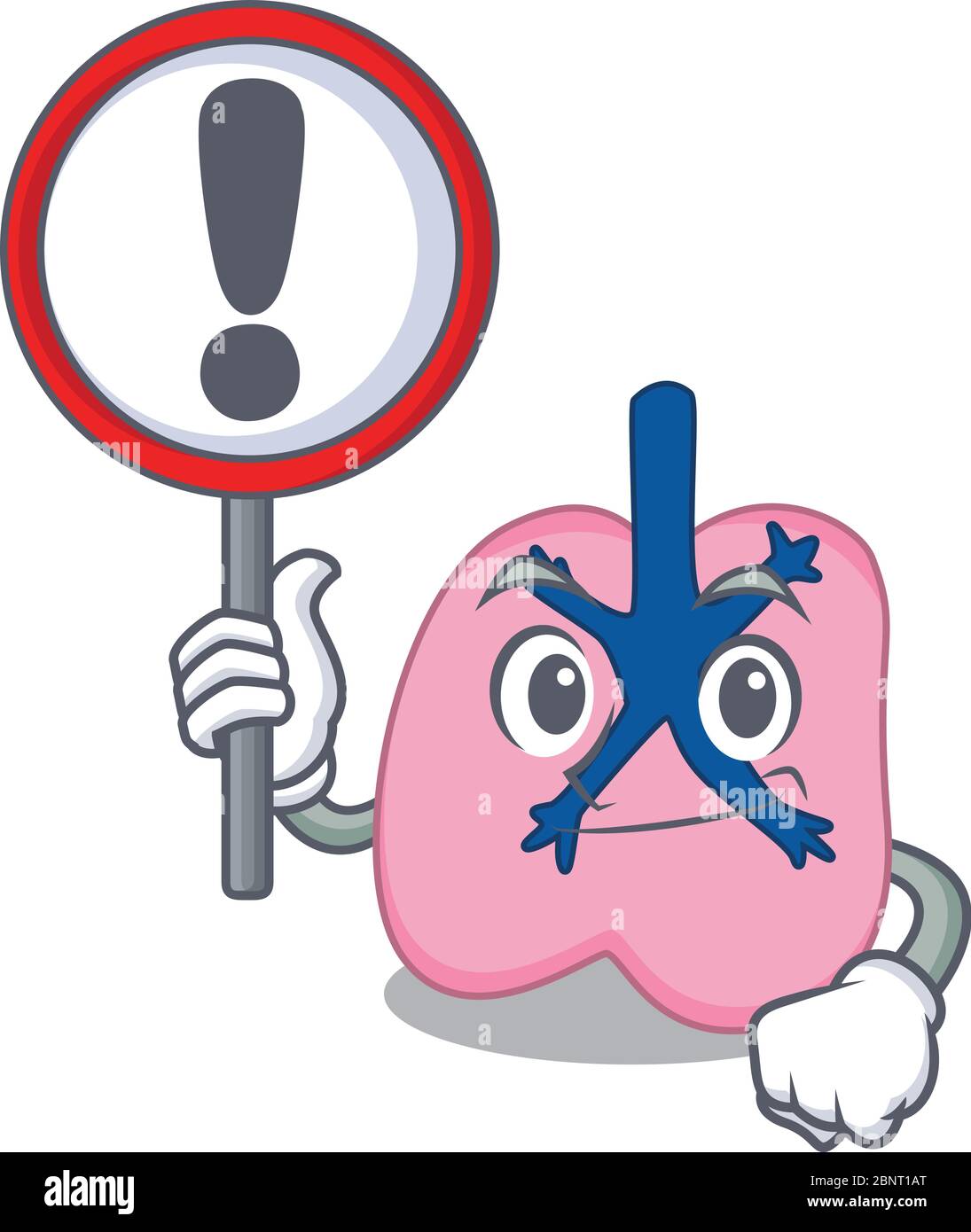 A cartoon icon of lung with a exclamation sign board Stock Vector Image ...